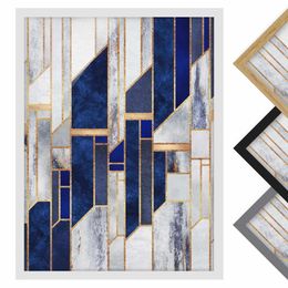 Bilderwelten Bild mit Rahmen - Hochformat Geometrische Formen mit Gold