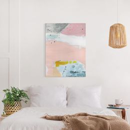 Bilderwelten Leinwandbild Abstrakte Malerei Pastell Verschwommener Tagesanbruch II - Leinwanddruck Hochformat - Wandbild S-XXL - moderne Bilder