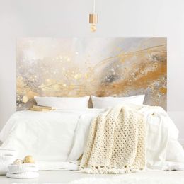 Bilderwelten Bett Kopfteil 60-250 cm originell Abstrakt gold - Abstrakter Farbschwung - Deko Schlafzimmer