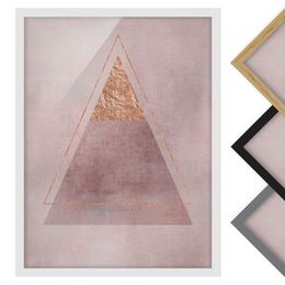 Bilderwelten Bild mit Rahmen - Hochformat Geometrie in Rosa und Gold II