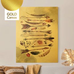 Bilderwelten Leinwandbild - Hochformat Boho Pfeile und Federn - Aquarell