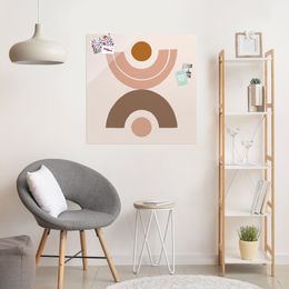 Bilderwelten Glasbild originell Abstrakt t&uuml;rkis Glas Wandbild - Line Art Abstrakte Formen Pastell - Geometrisch Wohnzimmer Schlafzimmer