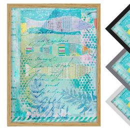 Bilderwelten Bild mit Rahmen - Hochformat Bunte Collage - Fische und Punkte