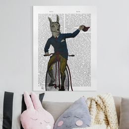 Bilderwelten Leinwandbild Tiere Tierlekt&uuml;re - Lama auf Fahrrad - Leinwanddruck Hochformat - Wandbild S-XXL - moderne Bilder auf Leinwand Schlafzimmer