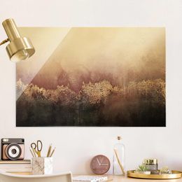 Bilderwelten Glasbild originell Abstrakt rosa Aquarell - Goldene D&auml;mmerung Rosa - Deko Wohnzimmer Schlafzimmer