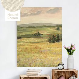 Bilderwelten Leinwandbild - Hochformat Wiese am Morgen I