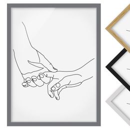 Bilderwelten Bild mit Rahmen - Hochformat Z&auml;rtliche H&auml;nde Line Art