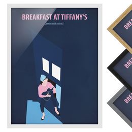 Bilderwelten Bild mit Rahmen originell blau Pop Art inkl. Rahmung - Filmposter Breakfast at Tiffany ́s - Musik Wohnzimmer Schlafzimmer