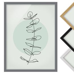 Bilderwelten Bild mit Rahmen - Hochformat Zweig Geometrie Kreis Line Art
