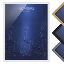 Bilderwelten Bild mit Rahmen originell blau Pop Art inkl. Rahmung - Filmposter Flashdance - Tanzen Wohnzimmer Schlafzimmer