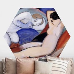 Bilderwelten Hexagon Tapete originell modern Wandtapete bunt - Franz Marc - Zwei Akte - Erotik Wohnzimmer Schlafzimmer
