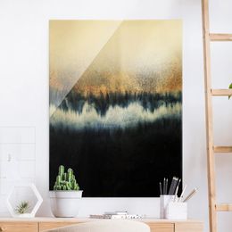 Bilderwelten Glasbild originell Abstrakt gold Aquarell - Goldener Horizont - Deko Wohnzimmer Schlafzimmer