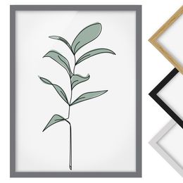 Bilderwelten Bild mit Rahmen - Hochformat Zweig Line Art