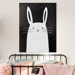 Bilderwelten Leinwandbild Tiere Illustration Kunstdruck schwarz - Tierpark mit Mustern - Hase - Wandbild XXL Kinderzimmer Baby M&auml;dchen Jungen