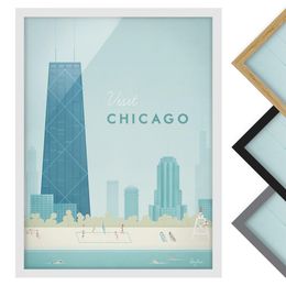 Bilderwelten Bild mit Rahmen - Hochformat Reiseposter - Chicago
