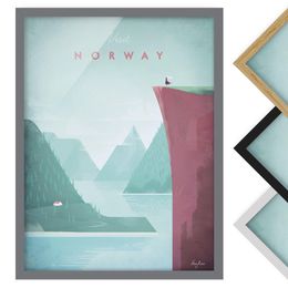 Bilderwelten Bild mit Rahmen - Hochformat Reiseposter - Norwegen
