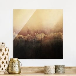 Bilderwelten Glasbild originell Abstrakt rosa Aquarell - Goldene D&auml;mmerung Rosa - Deko Wohnzimmer Schlafzimmer