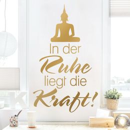 Wandtattoo Spruch In der Ruhe liegt die Kraft mit Buddha Wandsticker Wandaufkleber S-XXL in 35 Farben Schlafzimmer, Wohnzimmer - Zitat Schriftzug