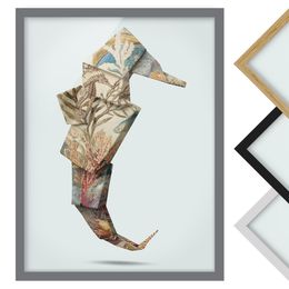 Bilderwelten Bild mit Rahmen - Hochformat Origami Seepferdchen