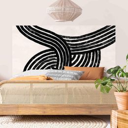 Bilderwelten Bett Kopfteil 60-250 cm originell Abstrakt beige - Knoten schwarz - Deko Schlafzimmer