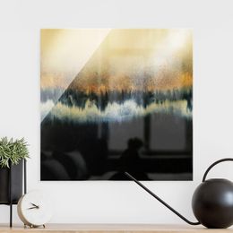 Bilderwelten Glasbild originell Abstrakt gold Aquarell - Goldener Horizont - Deko Wohnzimmer Schlafzimmer