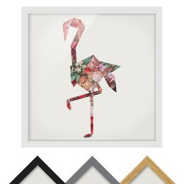Bilderwelten Bild mit Rahmen - Quadrat Origami Flamingo