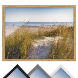 Bilderwelten Bild mit Rahmen - Querformat Strandd&uuml;ne am Meer