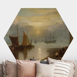 Bilderwelten Hexagon Tapete originell modern Wandtapete braun - William Turner - Sonnenaufgang - Deko Wohnzimmer Schlafzimmer