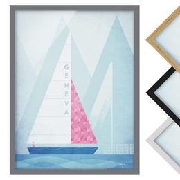 Bilderwelten Bild mit Rahmen - Hochformat Reiseposter - Genua