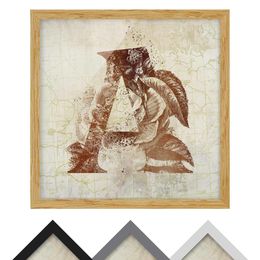 Bilderwelten Bild mit Rahmen - Quadrat Vintage Gold Alphabet Wunschbuchstabe