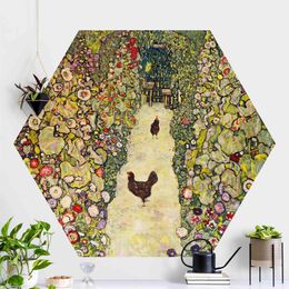 Bilderwelten Hexagon Fototapete Gustav Klimt - Gartenweg mit H&uuml;hnern