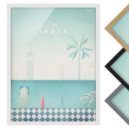 Bilderwelten Bild mit Rahmen originell t&uuml;rkis Vintage inkl. Rahmung - Reiseposter - Indien - Architektur Wohnzimmer Schlafzimmer