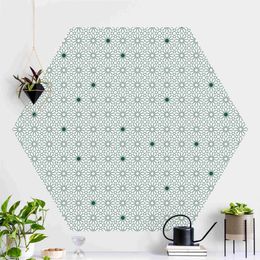 Bilderwelten Hexagon Tapete Vliestapete Orientalisch Wandtapete blau - Marokkanische Sterne Linienmuster - Geometrisch Wohnzimmer Schlafzimmer