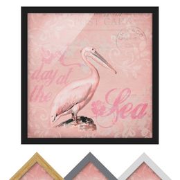 Bilderwelten Bild mit Rahmen - Quadrat Shabby Chic Collage - Pelikan
