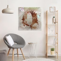 Bilderwelten Glasbild Spr&uuml;che Vintage gold Glas Wandbild - Vintage Gold Alphabet Buchstabe Q - Retro Wohnzimmer Schlafzimmer