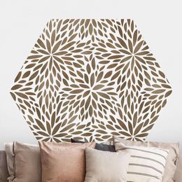 Bilderwelten Hexagon Tapete Vliestapete Abstrakt Wandtapete gr&uuml;n - Nat&uuml;rliches Muster Blumen in Braun - Deko Wohnzimmer Schlafzimmer