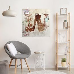 Bilderwelten Glasbild Spr&uuml;che Vintage gold Glas Wandbild - Vintage Gold Alphabet Buchstabe W - Retro Wohnzimmer Schlafzimmer