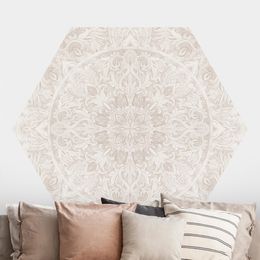 Bilderwelten Hexagon Tapete originell modern Aquarell beige - Mandala Aquarell Ornament beige - Ornamente Wohnzimmer Schlafzimmer