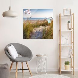 Bilderwelten Glasbild Strand Motiv beige Glas Wandbild - Strandd&uuml;ne am Meer - D&uuml;nen Wohnzimmer Schlafzimmer