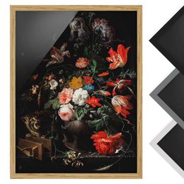 Bilderwelten Bild mit Rahmen - Hochformat Abraham Mignon - Das umgeworfene Bouquet