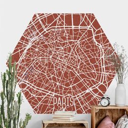 Bilderwelten Hexagon Fototapete Stadtplan Paris - Retro
