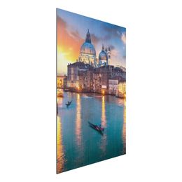 Alu Dibond Outdoor Bild - Sunset in Venice - Strand t&uuml;rkis Motiv wetterfest Italien Wohnzimmer Schlafzimmer