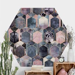 Bilderwelten Hexagon Tapete originell Abstrakt Steinoptik gold - Art Deco Marmor Gold - Geometrisch Wohnzimmer Schlafzimmer