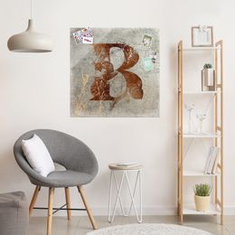 Bilderwelten Glasbild Spr&uuml;che Vintage gold Glas Wandbild - Vintage Gold Alphabet Buchstabe B - Retro Wohnzimmer Schlafzimmer