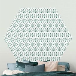 Bilderwelten Hexagon Tapete Vliestapete Vintage Wandtapete gr&uuml;n - Smaragd Art Deco Muster XXL - Geometrisch Wohnzimmer Schlafzimmer