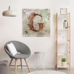 Bilderwelten Glasbild Spr&uuml;che Vintage gold Glas Wandbild - Vintage Gold Alphabet Buchstabe G - Retro Wohnzimmer Schlafzimmer