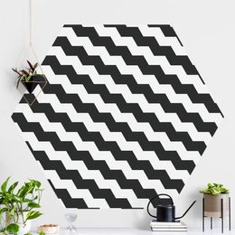 Bilderwelten Hexagon Tapete Vliestapete modern Wandtapete gr&uuml;n - Zick Zack Geometrie Muster Schwarz-Wei&szlig; - Streifen Wohnzimmer Schlafzimmer