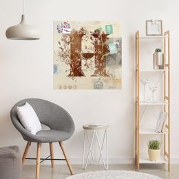 Bilderwelten Glasbild Spr&uuml;che Vintage gold Glas Wandbild - Vintage Gold Alphabet Buchstabe H - Retro Wohnzimmer Schlafzimmer
