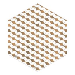 Bilderwelten Hexagon Tapete Vliestapete modern 3D-Effekt gold - W&uuml;rfel Muster in 3D Gold - Geometrisch Wohnzimmer Schlafzimmer