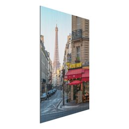 Bilderwelten Alu Dibond Outdoor Bild Stadt bunt Motiv wetterfest - Stra&szlig;e von Paris - Architektur Wohnzimmer Schlafzimmer